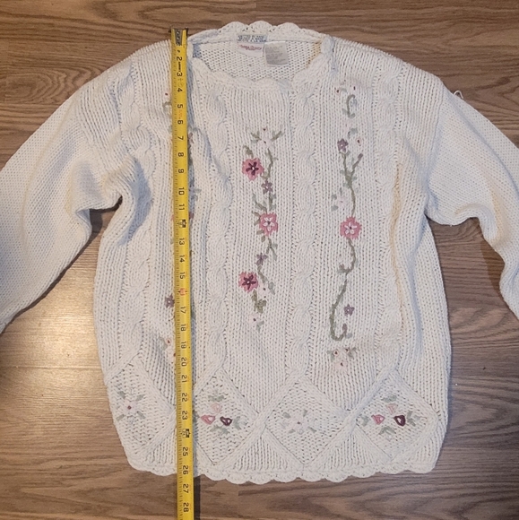 Bobbie Brooks | Sweaters | Floral Embroidered Cream Grandma Sweater By ...